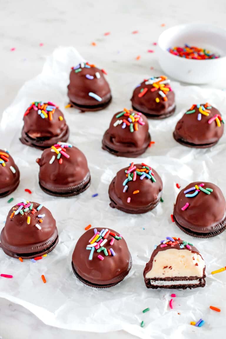 Chocolate Covered Ice Cream Bites - One Hot Oven®